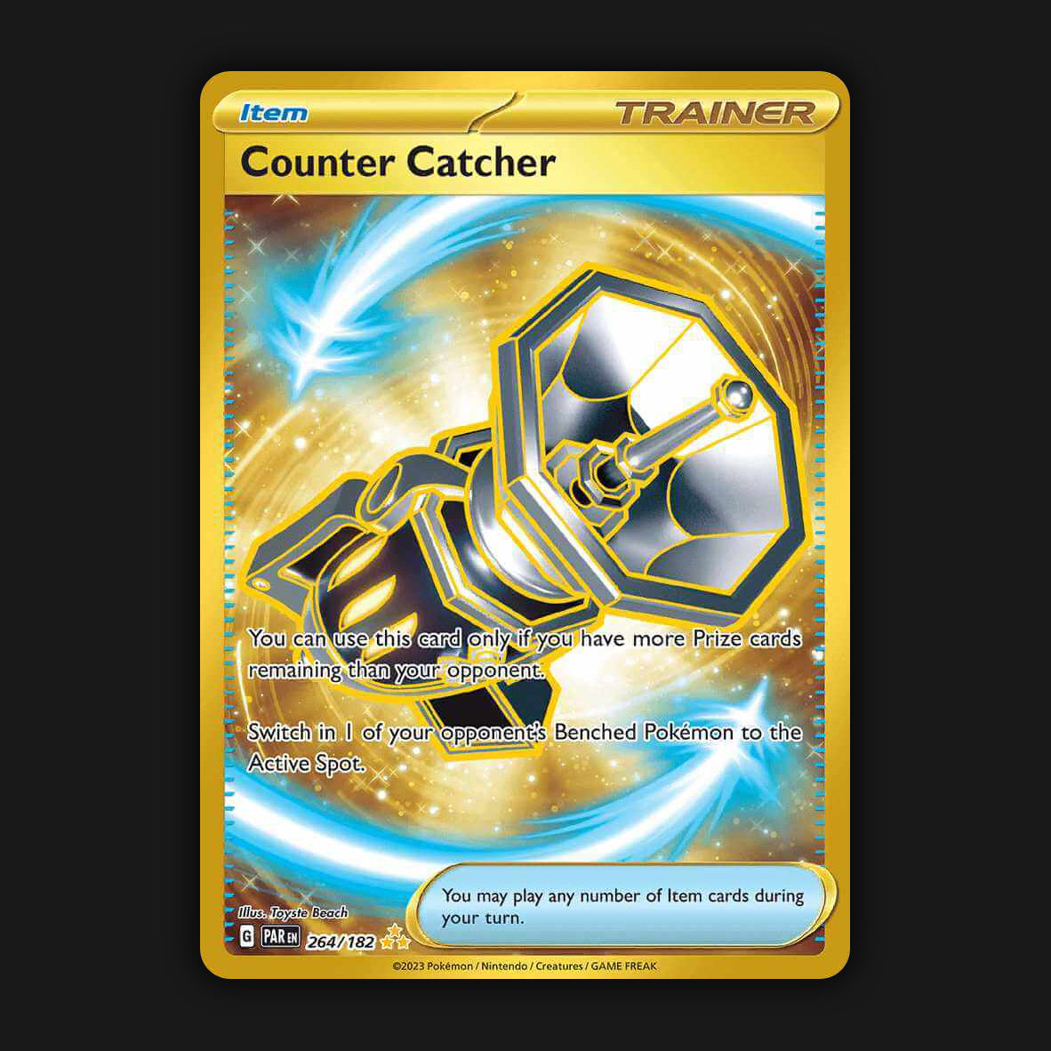 Pokémon TCG Counter Catcher 264/182 Hyper Rare Gold Trainer Paradox Ri ...