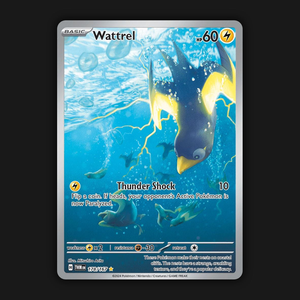 Pokemon TCG Wattrel 178/167 Illustration Ultra Rare Twilight Masquerad ...