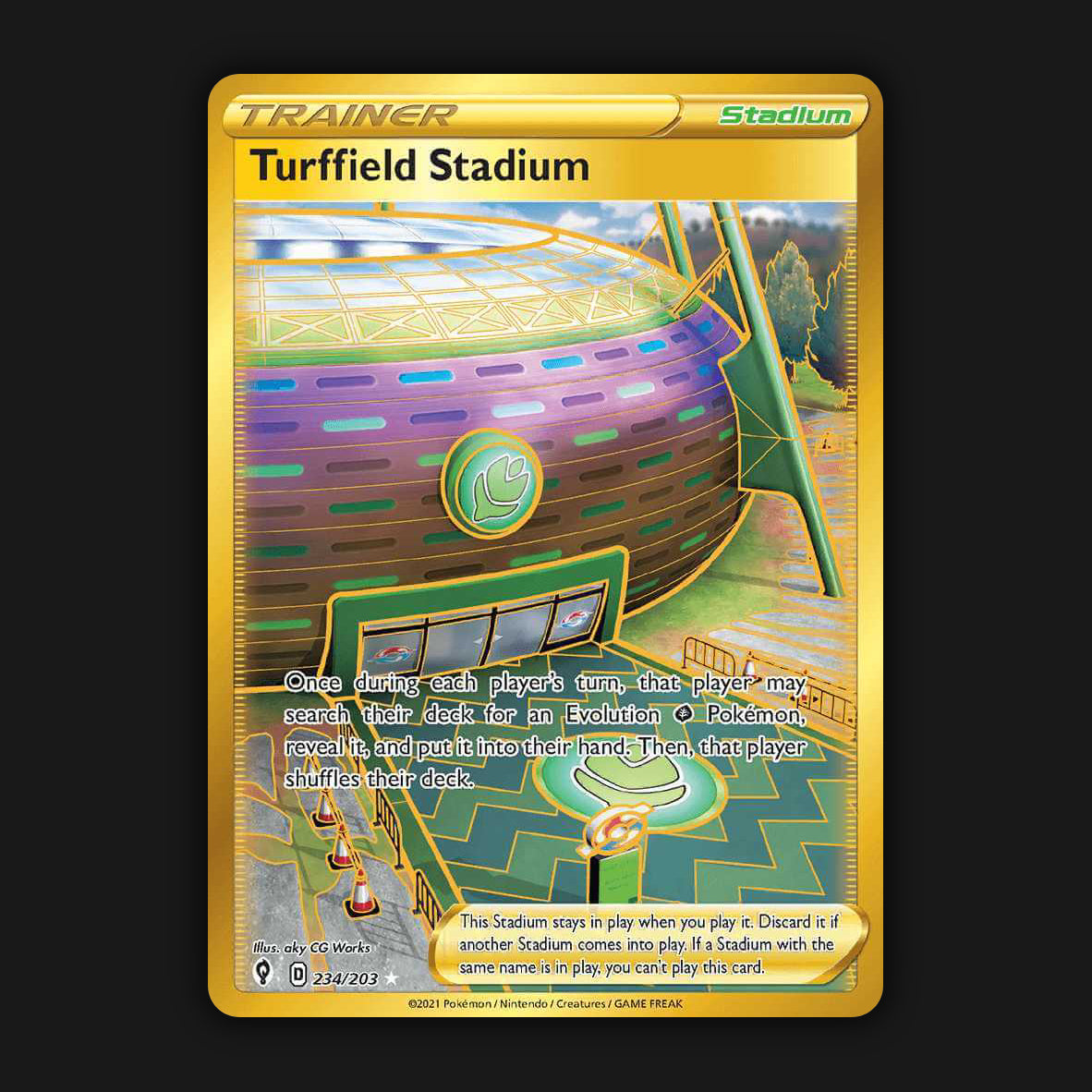 Pokemon TCG Turffield Stadium 234/203 Secret Gold Ultra Rare Evolving ...